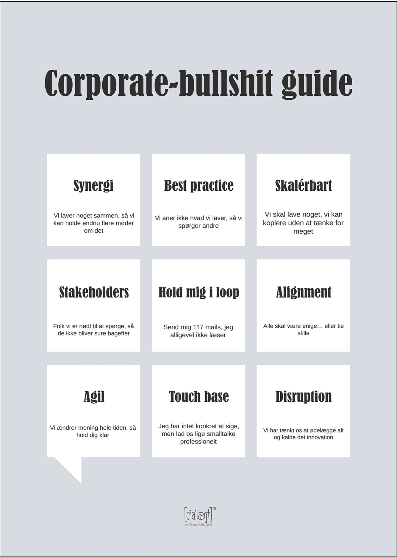 Corporate-bullshit guide Dialægt Plakat – Citatplakat